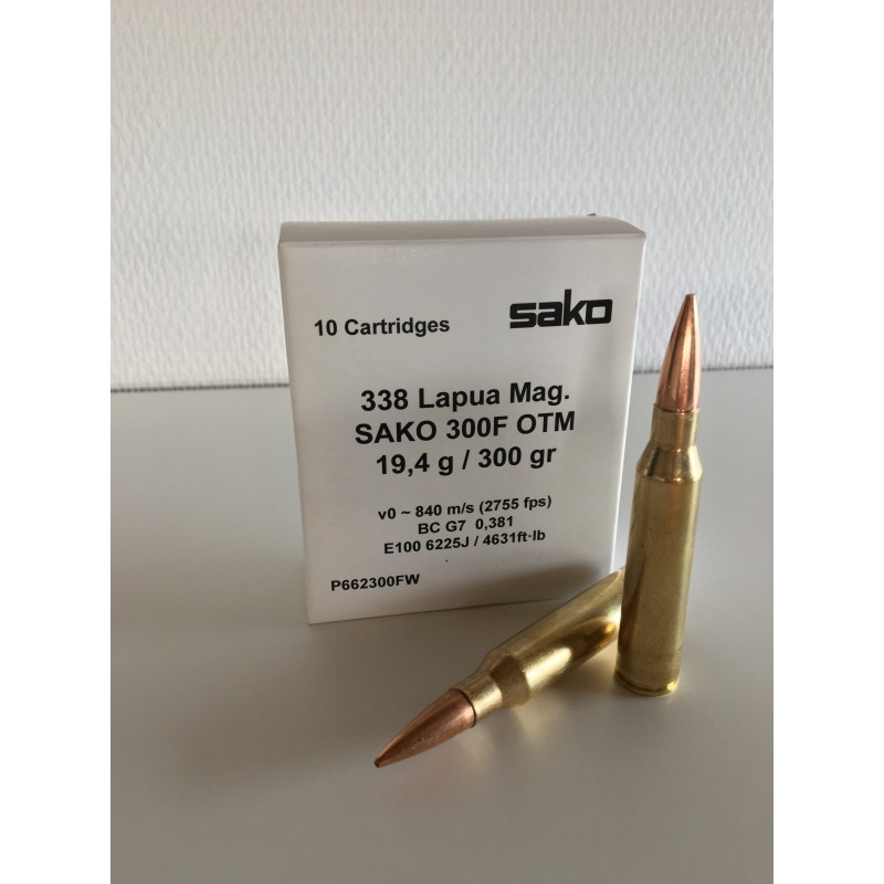 Cartouches SAKO cal. 338 Lapua Mag. OTM 300gr - boite de 10